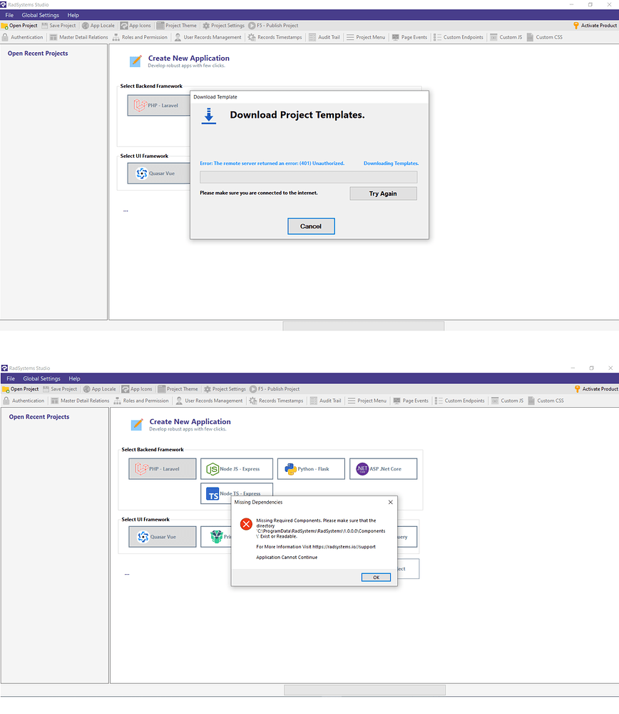 Errors after install the RadSystem new version 8.7.4 - Issues ...