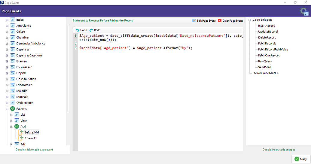 How to calculate age based on date of birth in phprad classic 2.7.3 ...